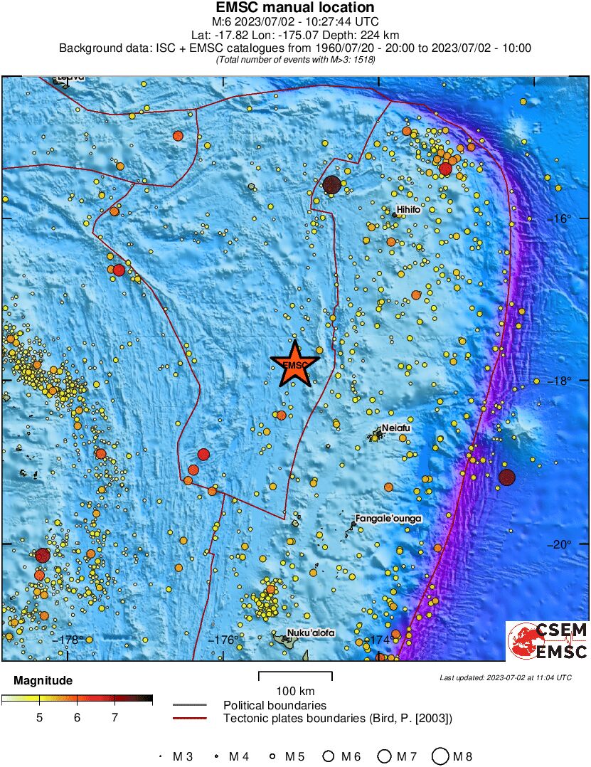 Strong M6.9 earthquake hits Tonga region - The Watchers