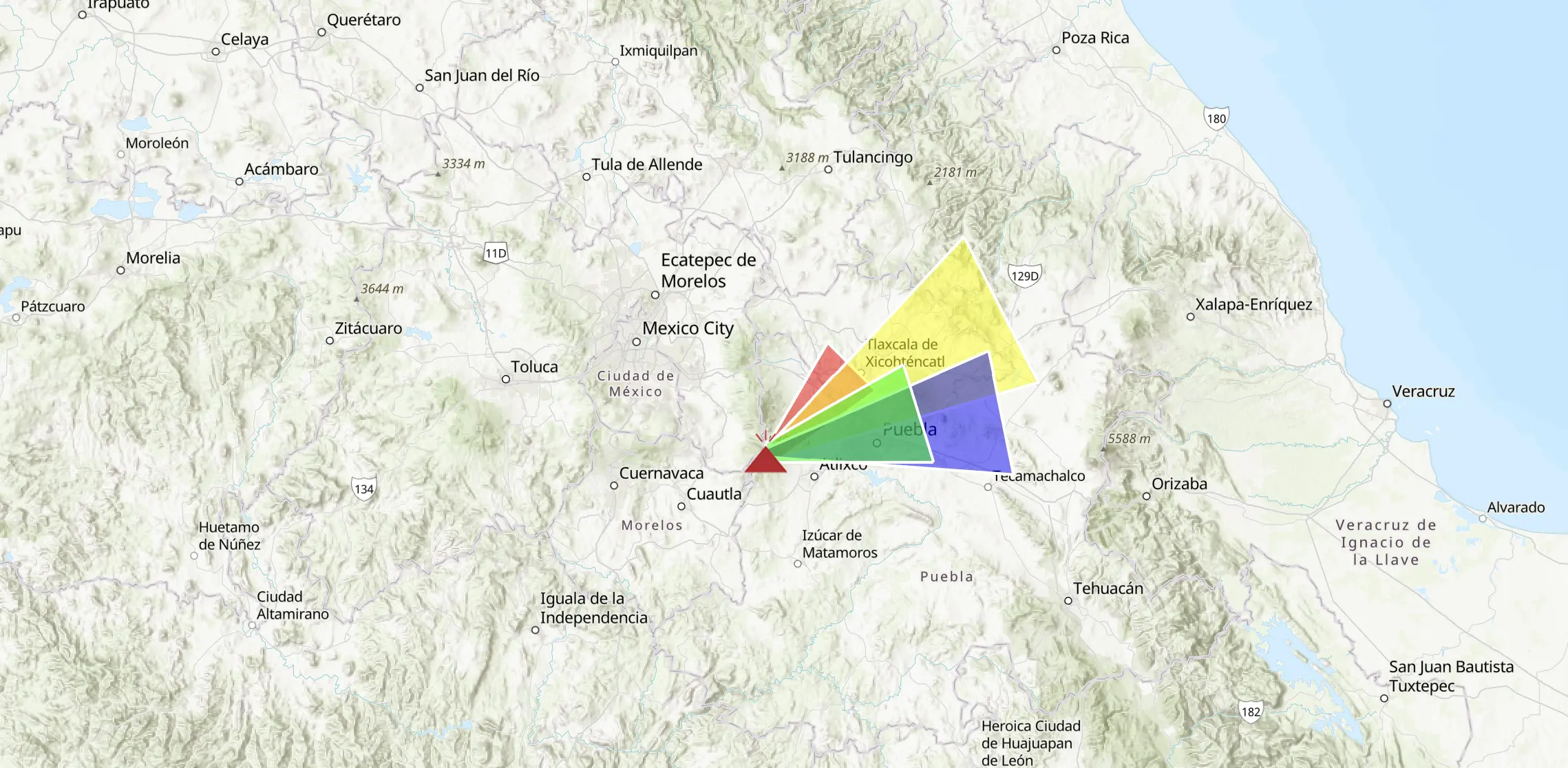 Volcanic ash from Popocatépetl volcano reaches 6.7 km (22 000 feet) a.s ...